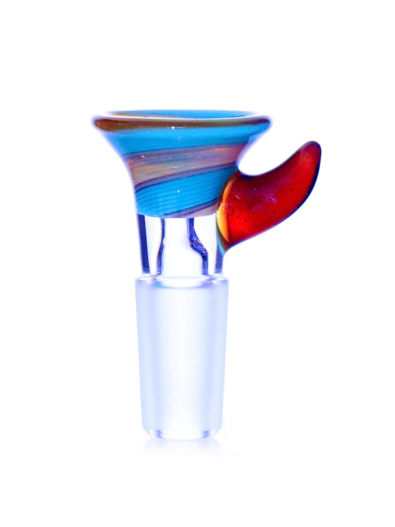 Omega Glass - Line-worked Teal and Amber Horned Dry Herb Bowl Slide (1 ...