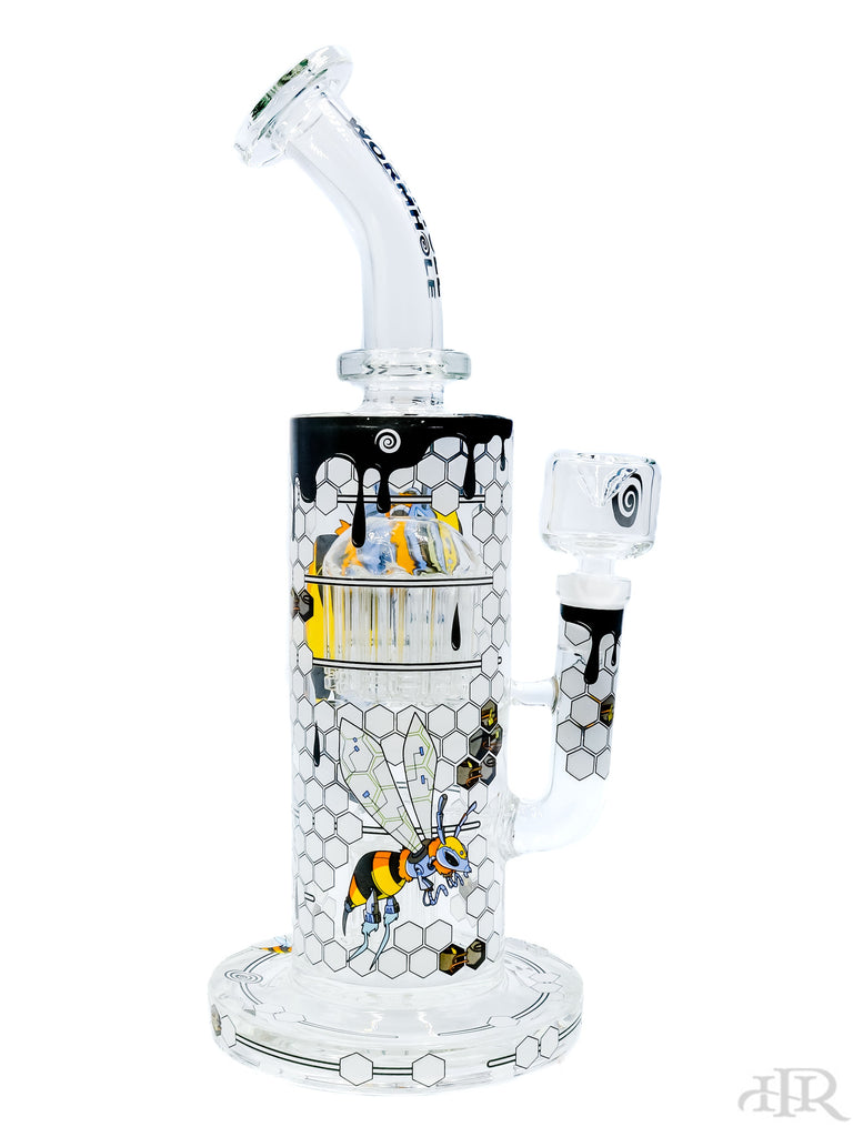 Wormhole Glass - Robotic Bee Fortress Double Tree Perc Flower Tube (12 ...